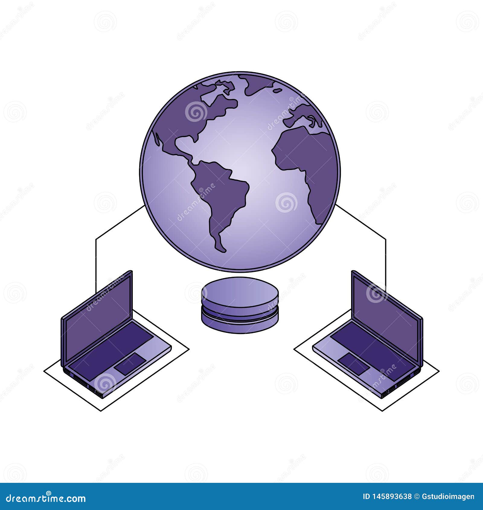 Database Center Security Connection Laptops Data Network Stock
