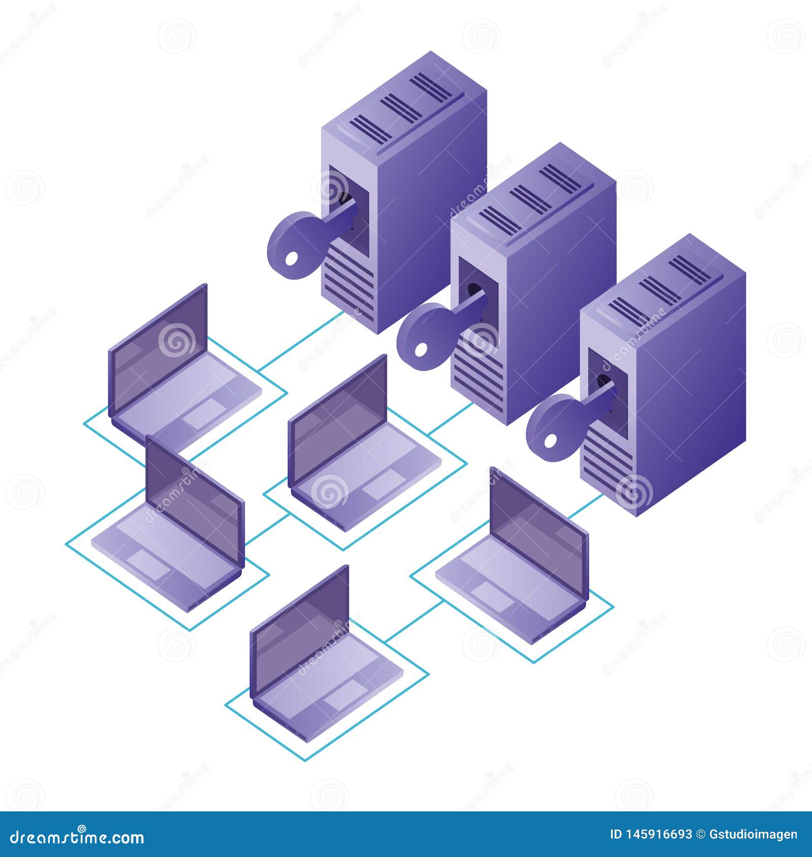 Database Center Security Connection Laptops Data Network Stock
