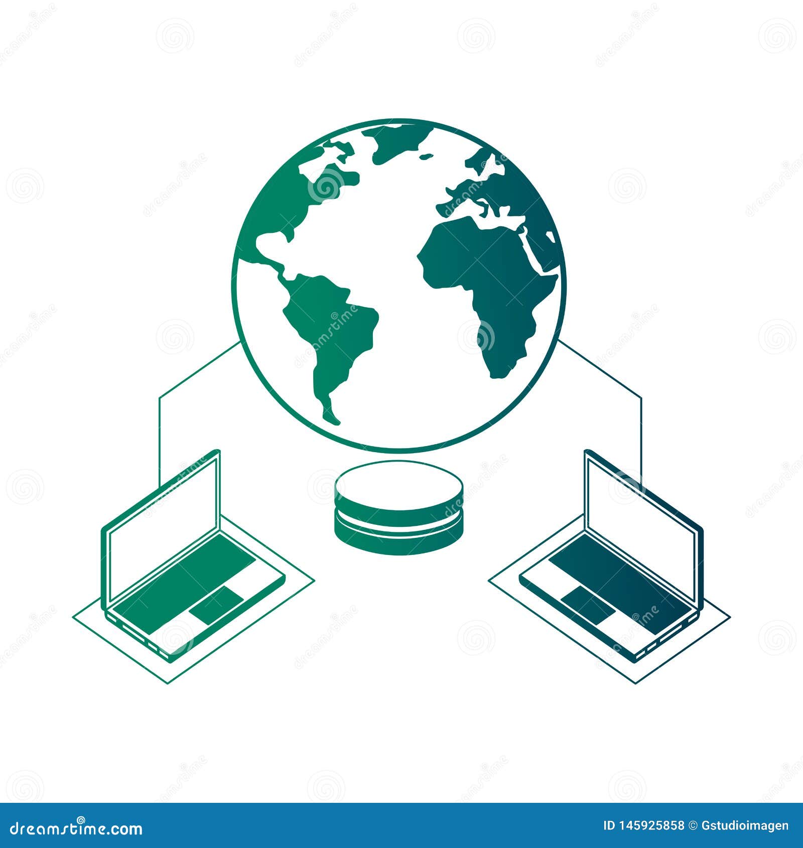 Database Center Security Connection Laptops Data Network Stock
