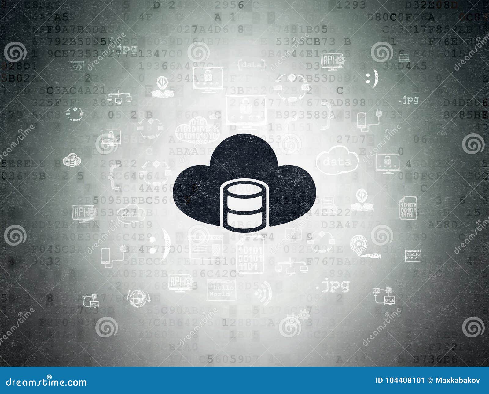 Database Concept: Database with Cloud on Digital Data Paper Background ...