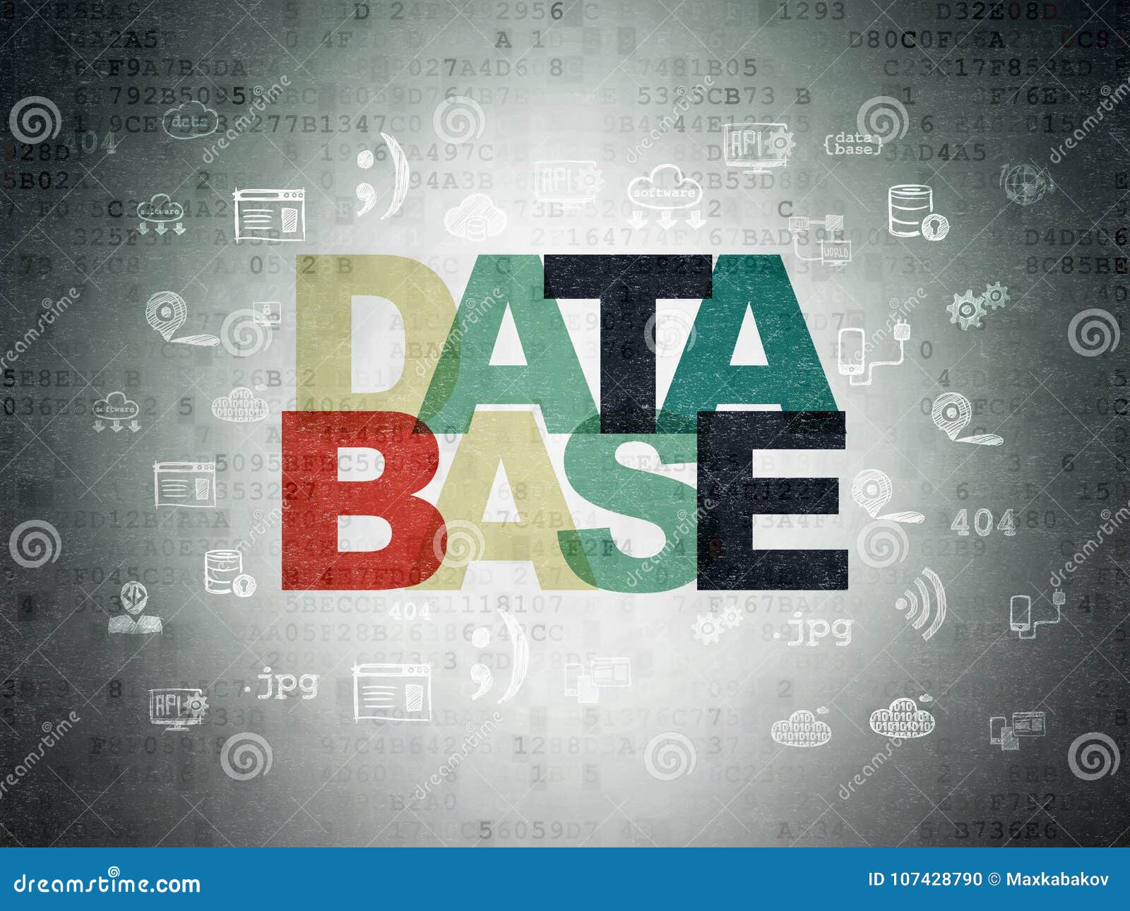 Database Concept: Database on Digital Data Paper Background Stock ...