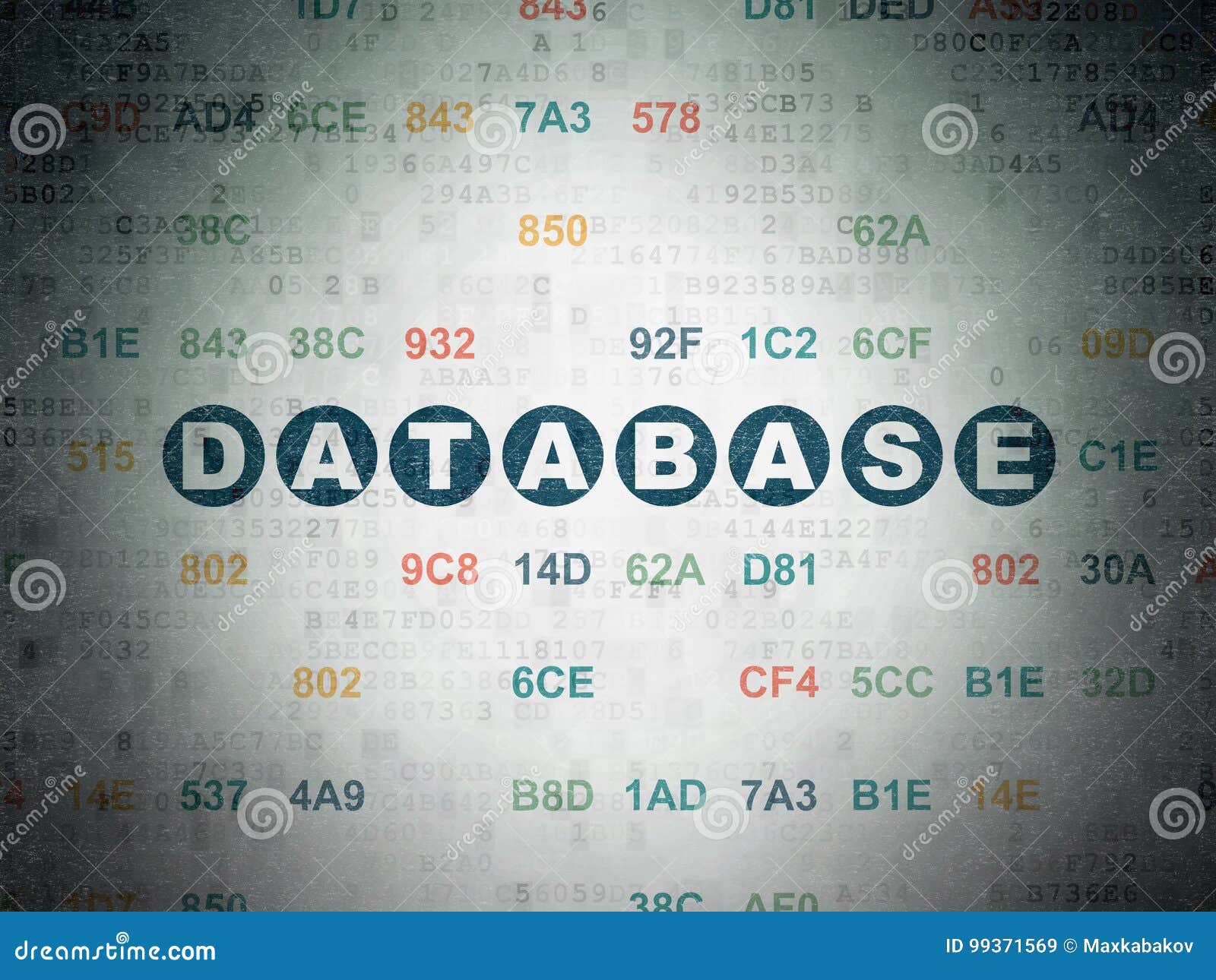 Database Concept: Database on Digital Data Paper Background Stock ...