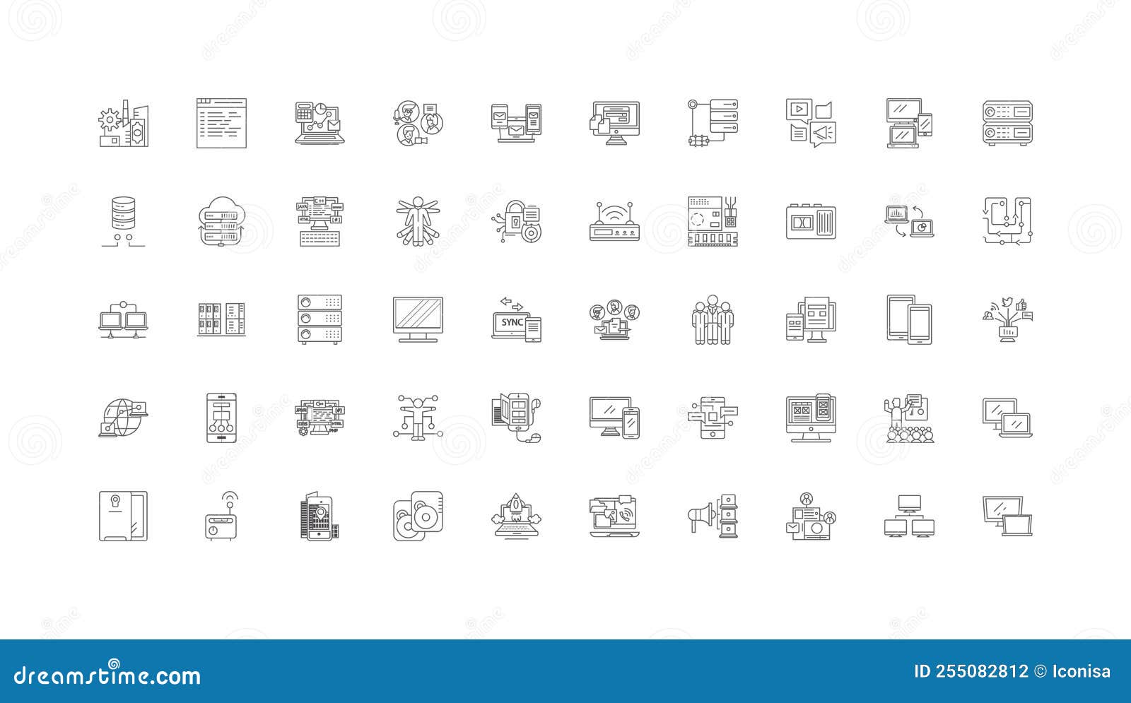 Database Concept Illustration Linear Icons Line Signs Set Vector Collection Stock Vector