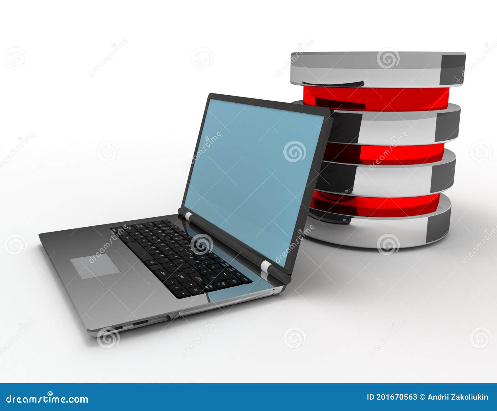 Database Concept with Laptops . 3d Rendered Illustration Stock ...