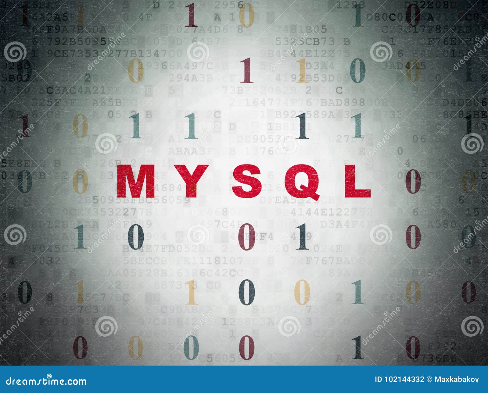 Database Concept: MySQL on Digital Data Paper Background Stock Illustration - Illustration of ...