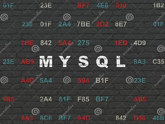Database Concept: MySQL on Wall Background Stock Illustration ...