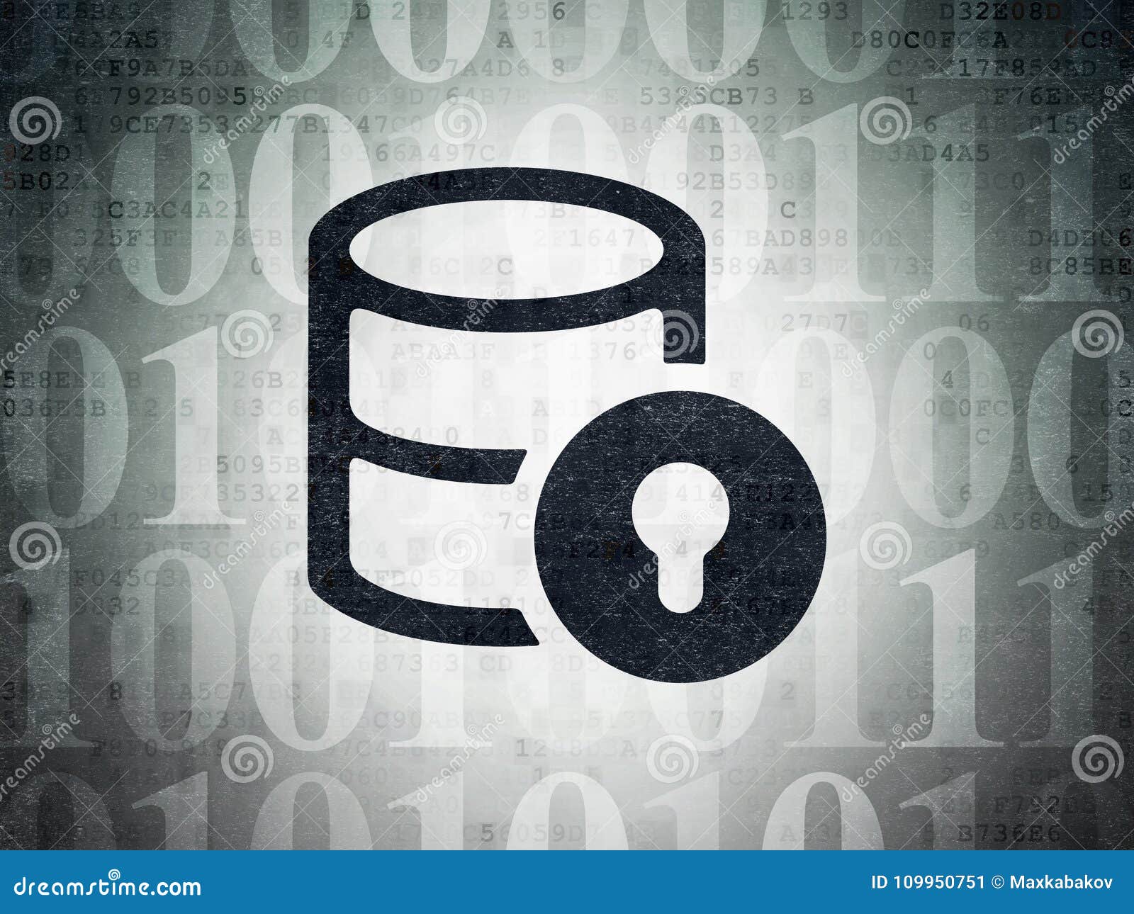 Database Concept: Database with Lock on Digital Data Paper Background ...