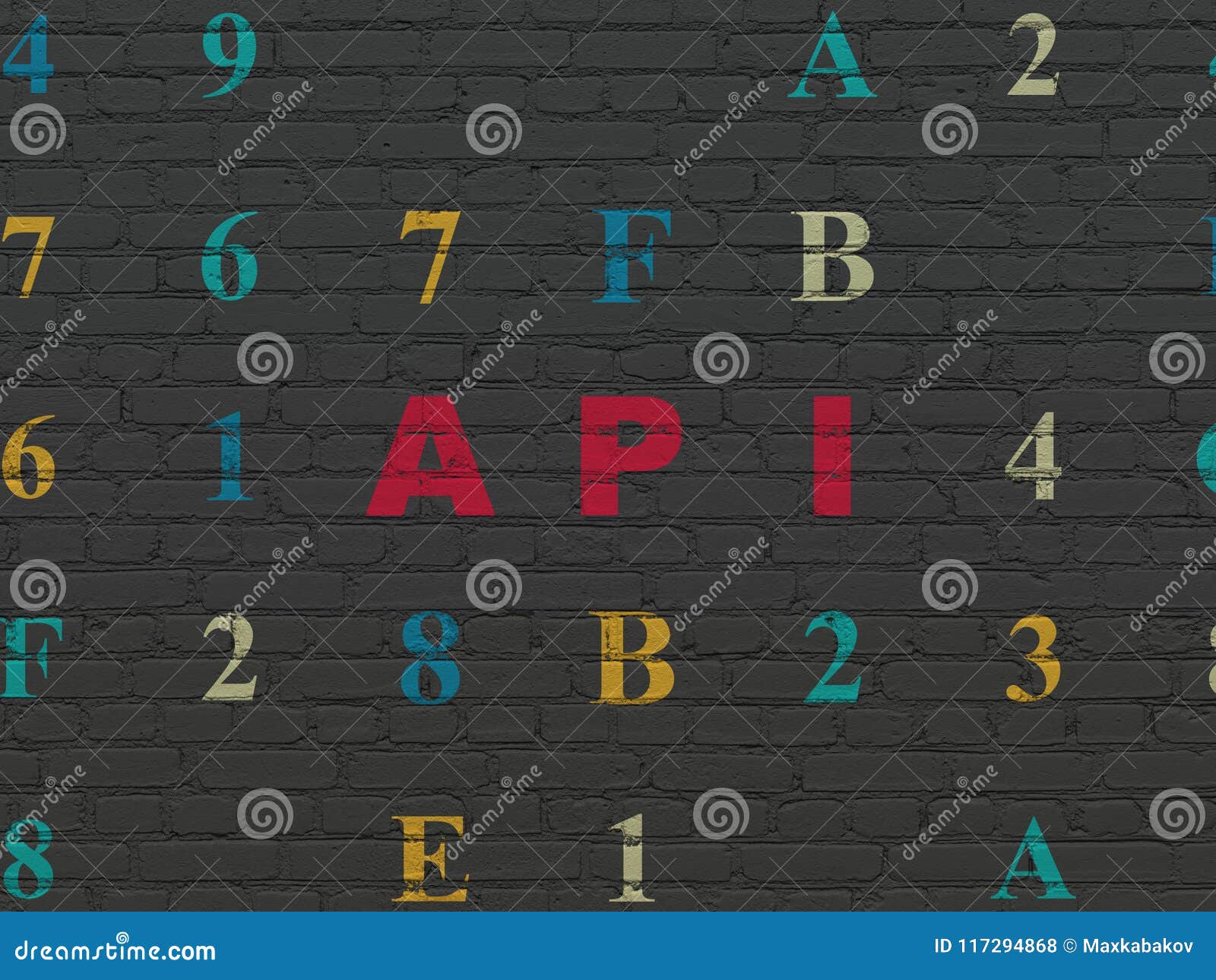 Database Concept: Api on Wall Background Stock Illustration ...