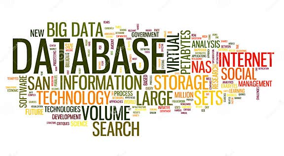 Database Concept in Word Cloud Stock Illustration - Illustration of ...