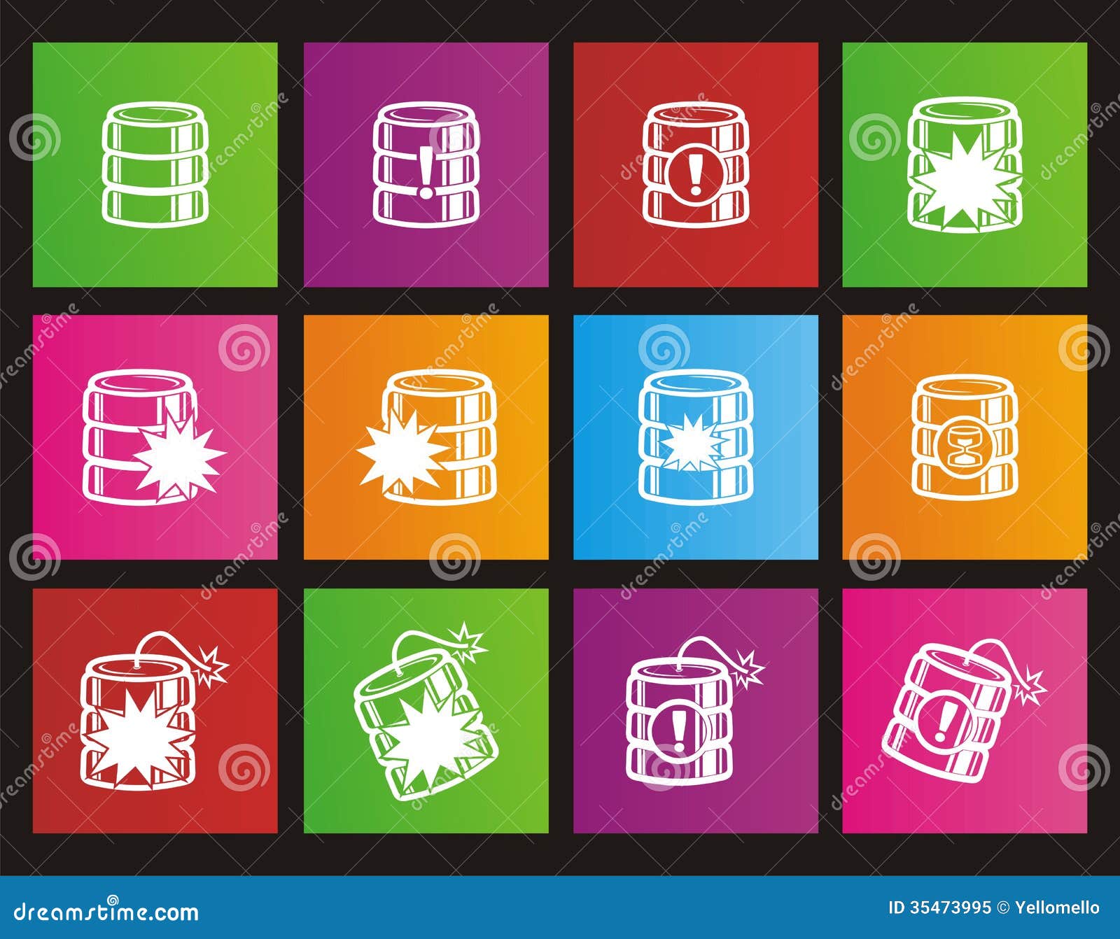 Database Crash Square Metro Style Icon Sets Stock Illustration ...