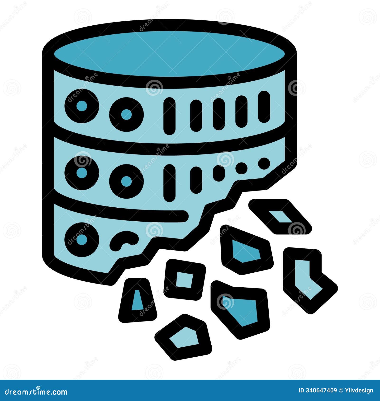 Database Crumbling Showing Loss of Data Concept Icon Stock Illustration ...