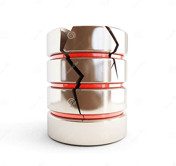 Database is Damaged, Broken 3d on a White Background Stock Illustration ...