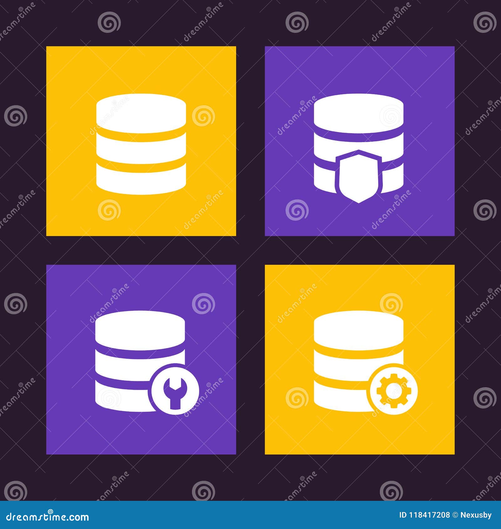 Database, Data Storage Icons Stock Vector - Illustration of internet ...