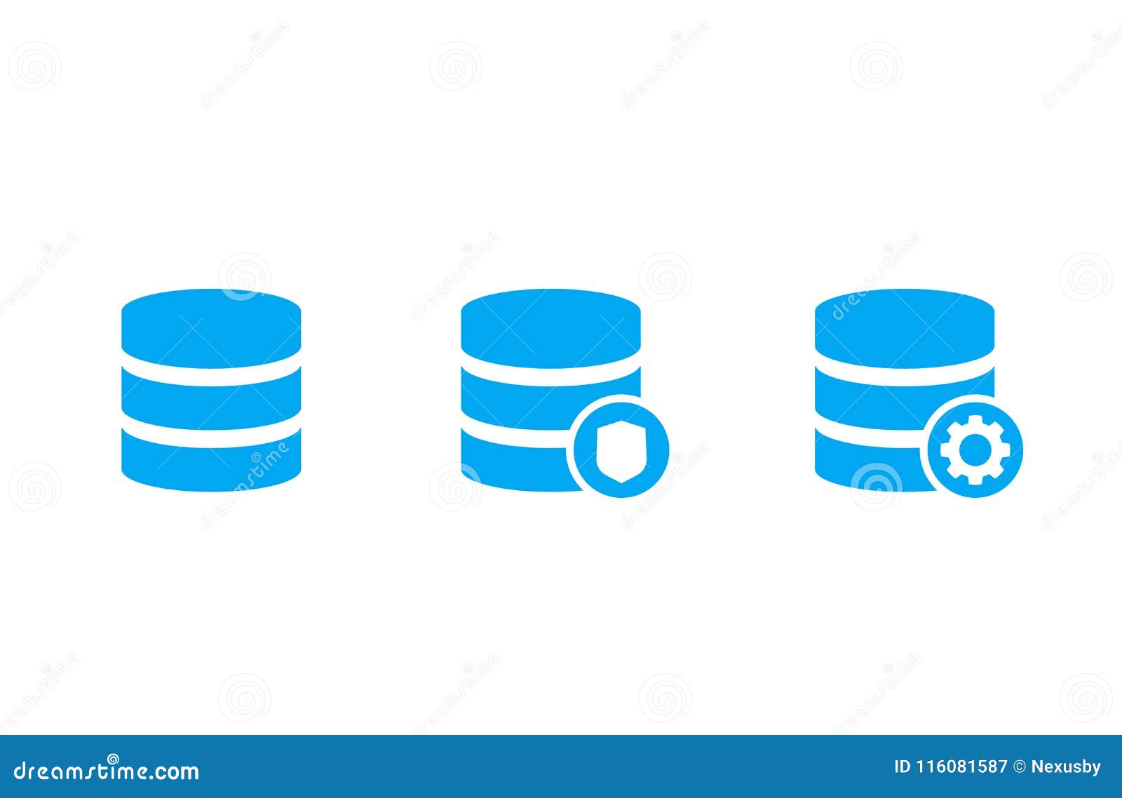 Database, Data Storage Icons on White Stock Vector - Illustration of ...