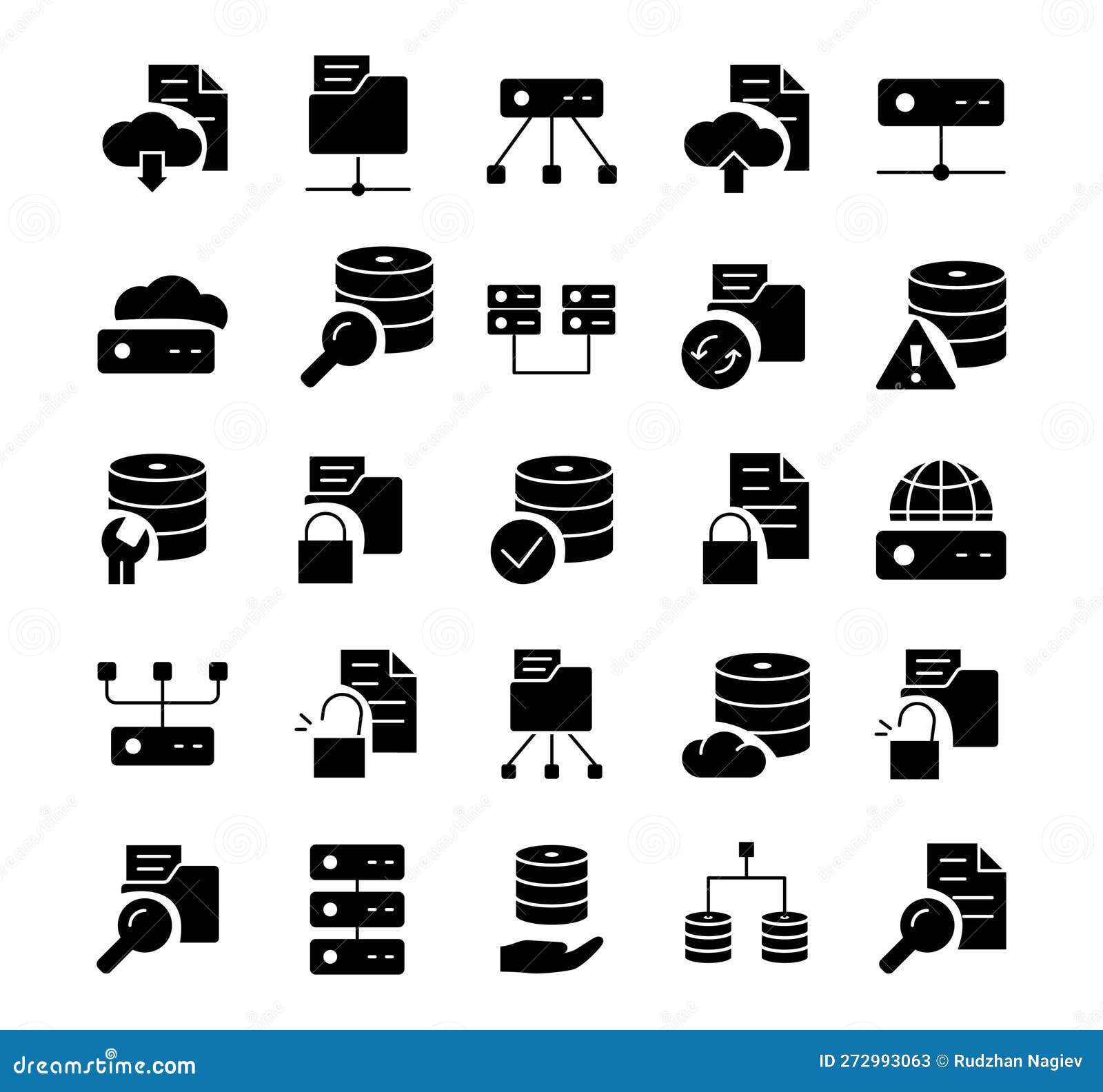 Database and Data Technology Black Stock Illustration - Illustration of ...