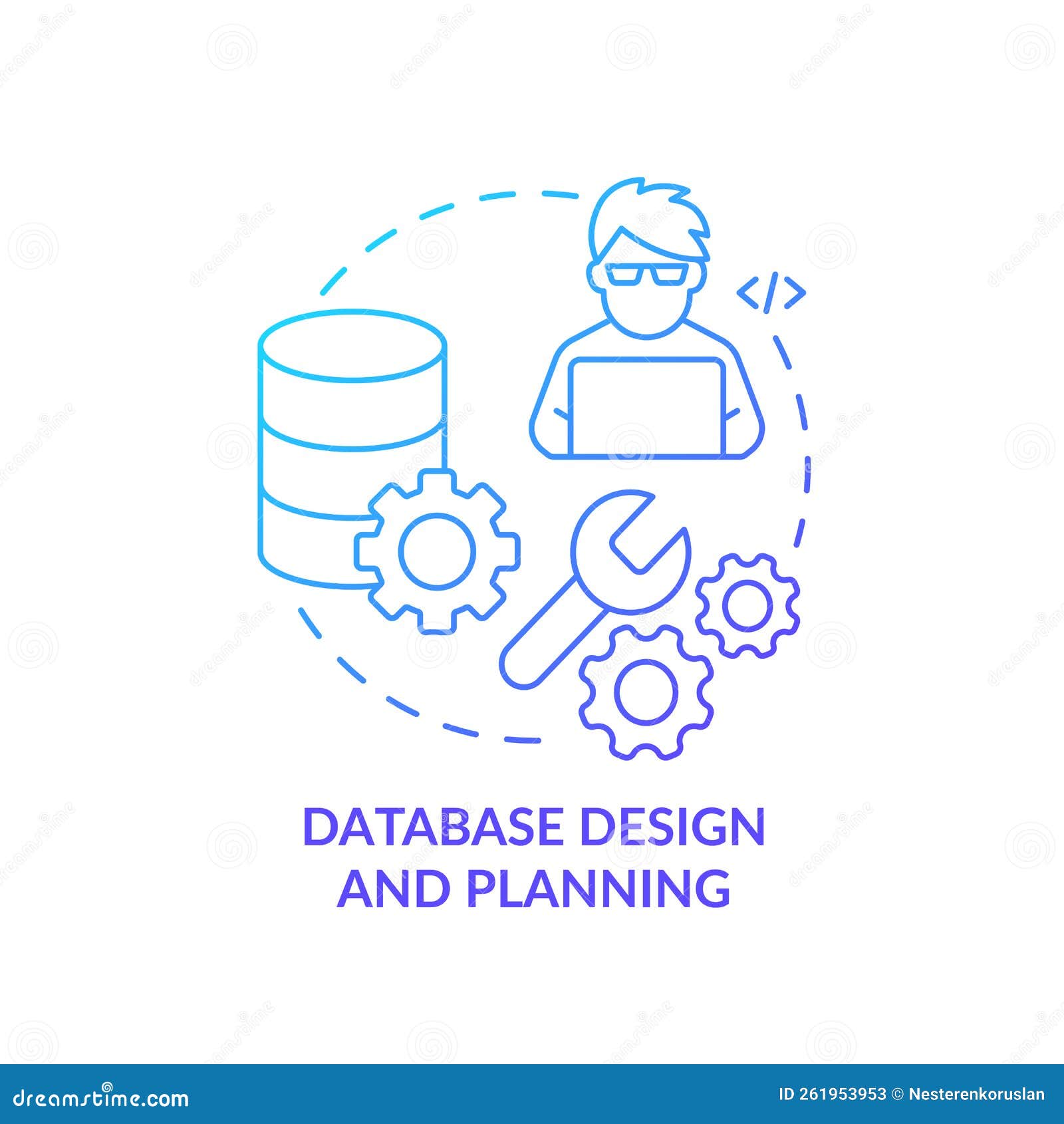 Database Design and Planning Blue Gradient Concept Icon Stock Vector ...