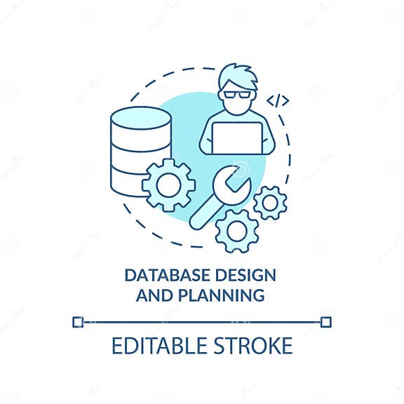 Database Design and Planning Turquoise Concept Icon Stock Vector - Illustration of analytics ...