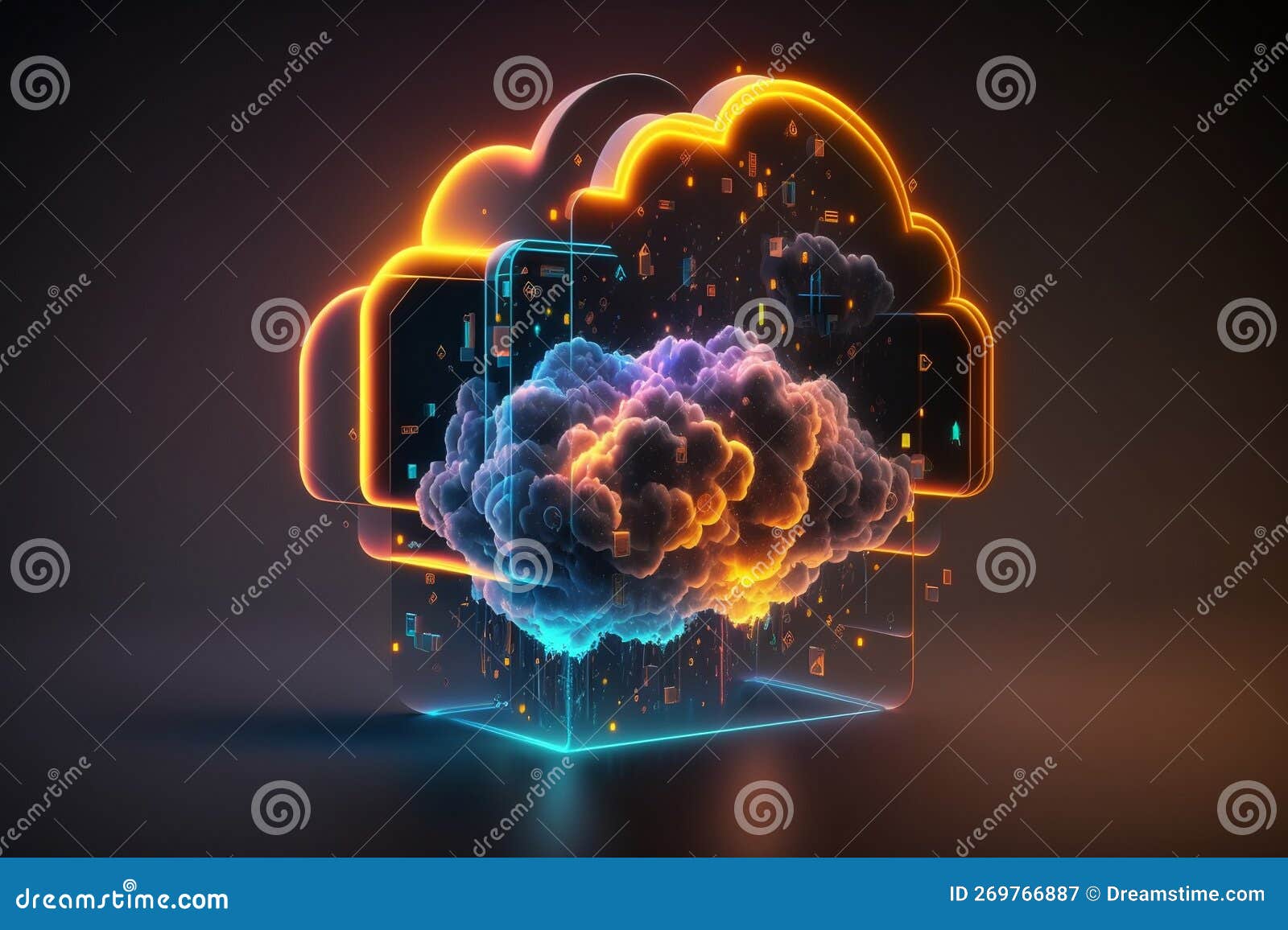 Database Digital Cloud Storage Technology Concept Illustration. Ai ...