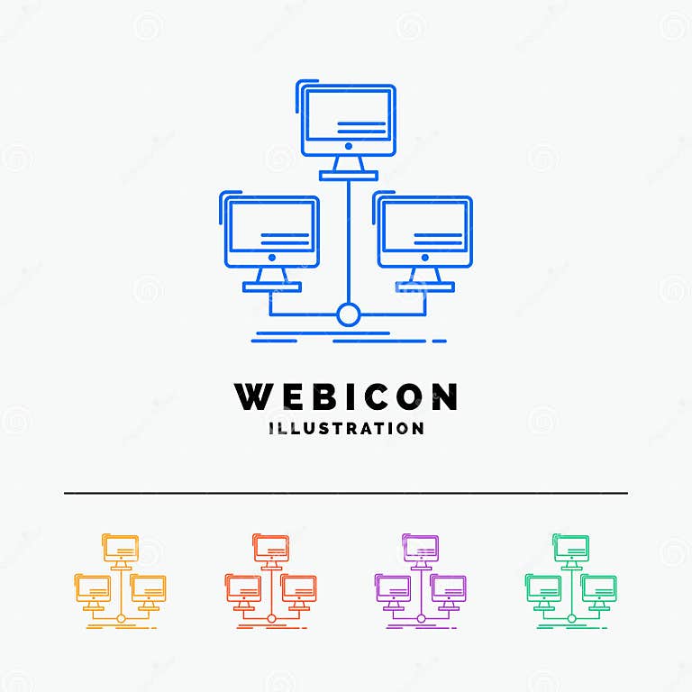 Database Distributed Connection Network Computer 5 Color Line Web Icon Template Isolated On 