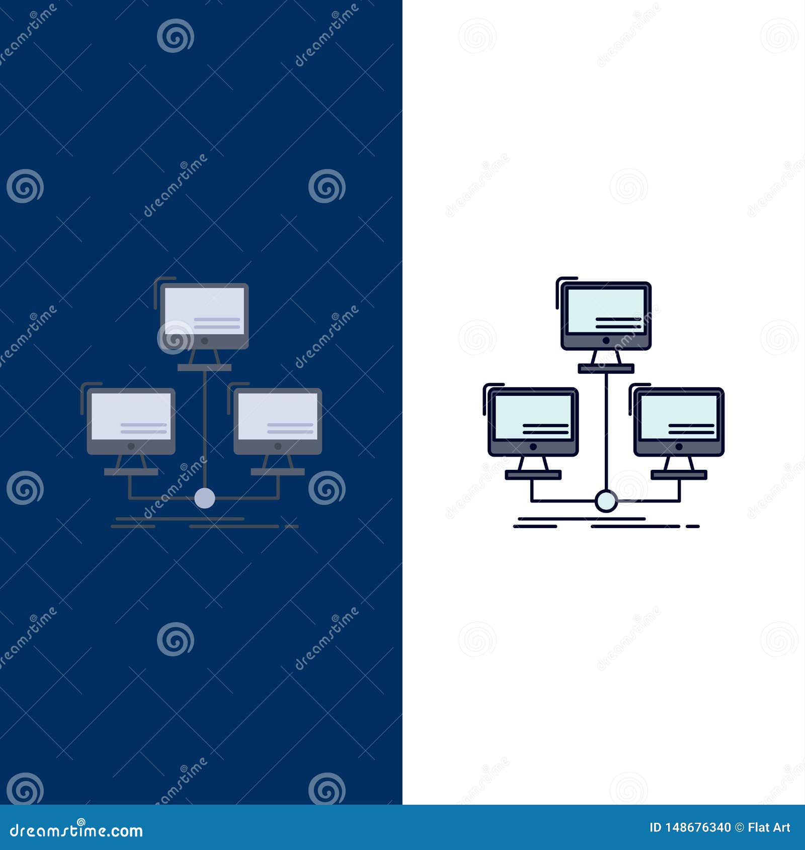 Database Distributed Connection Network Computer Flat Color Icon Vector Stock Vector