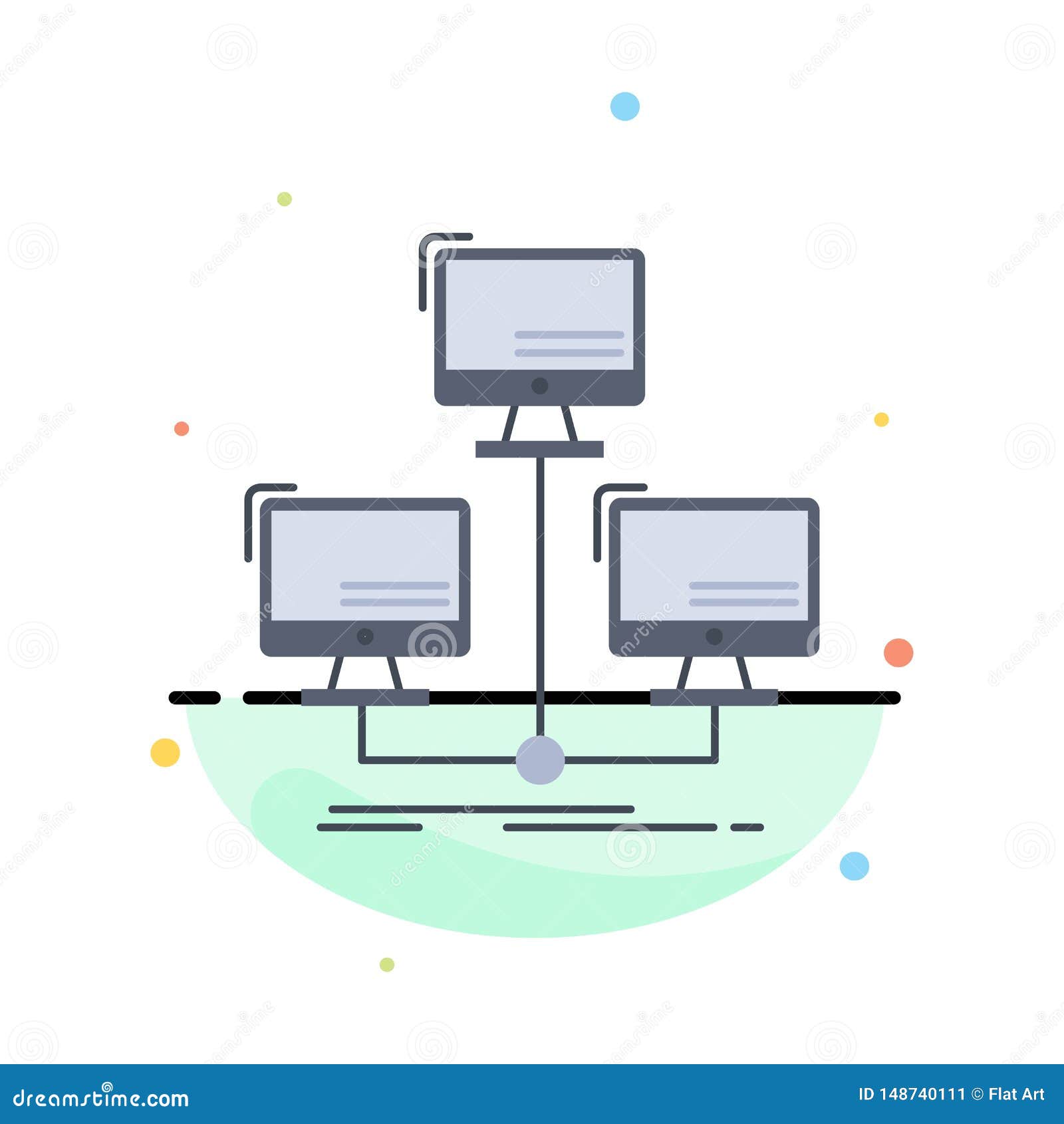 Database Distributed Connection Network Computer Flat Color Icon