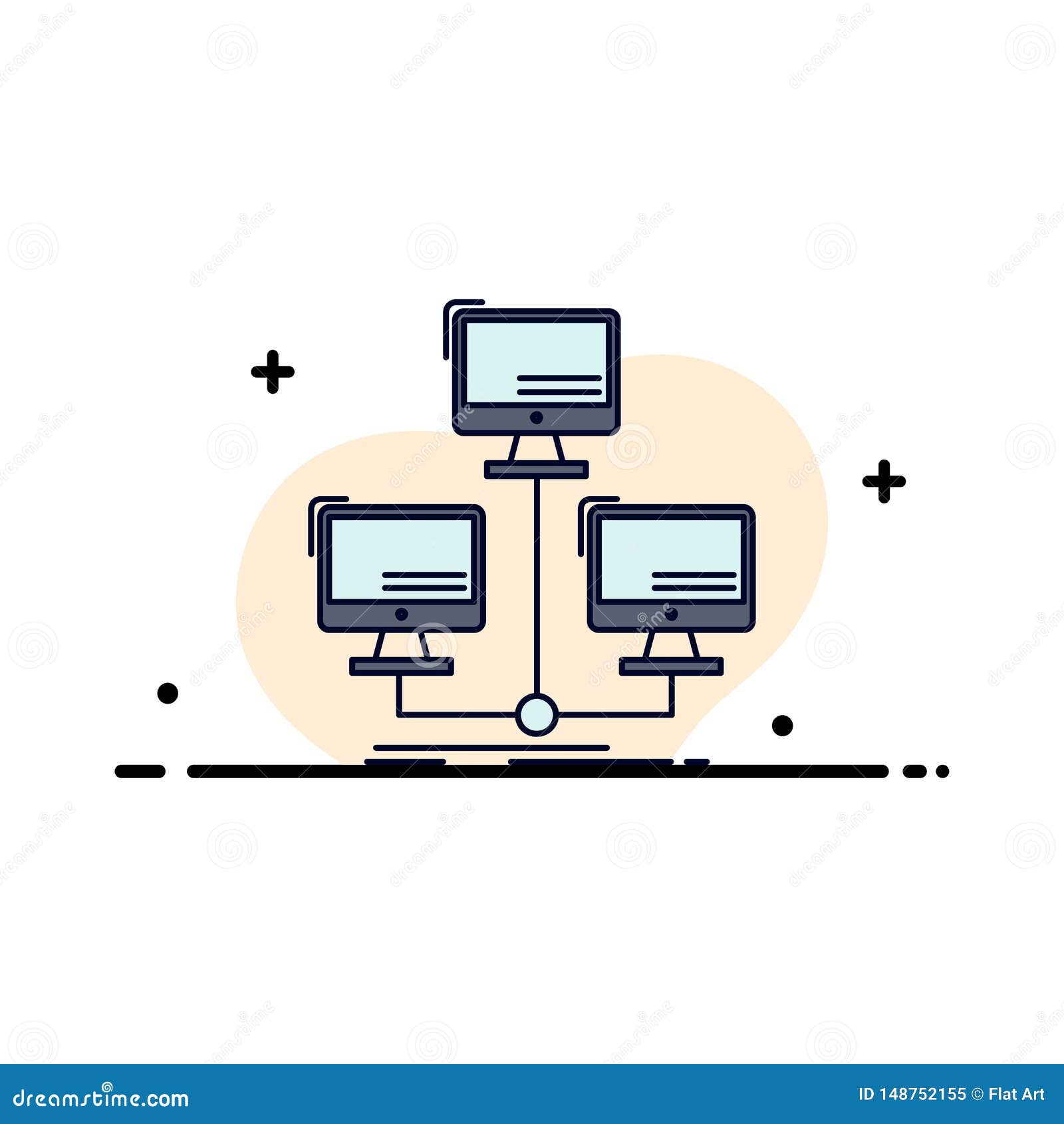 Database Distributed Connection Network Computer Flat Color Icon Vector Stock Vector