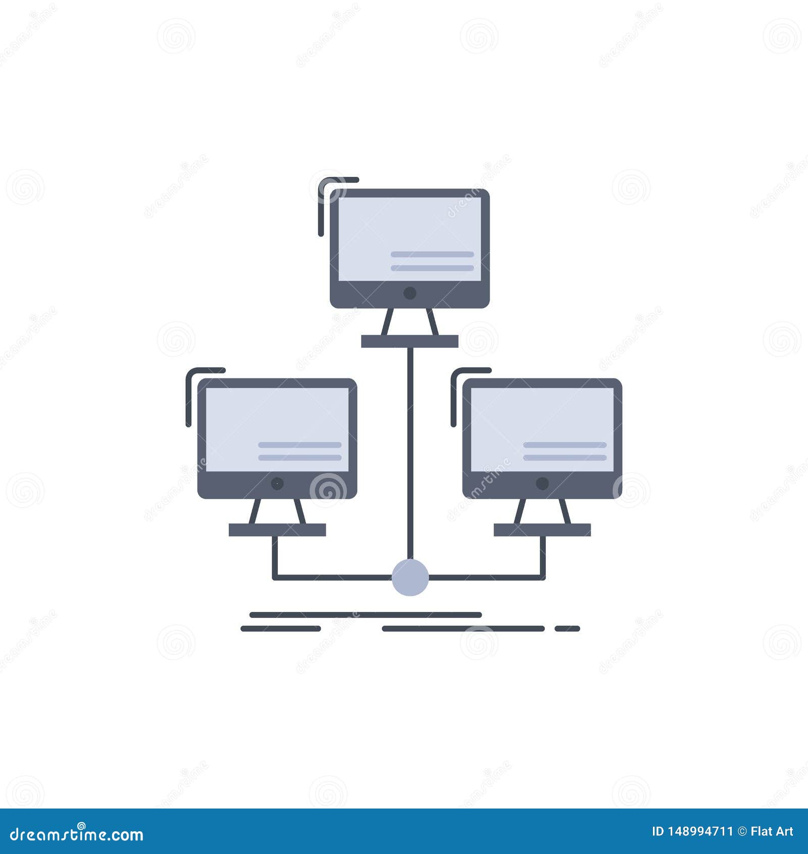 Database Distributed Connection Network Computer Flat Color Icon Vector Stock Vector
