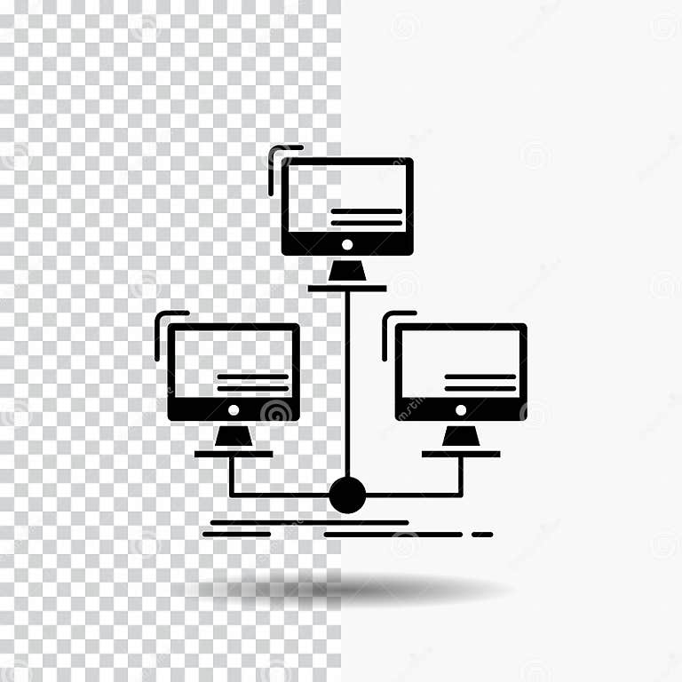Database, Distributed, Connection, Network, Computer Glyph Icon on Transparent Background. Black ...