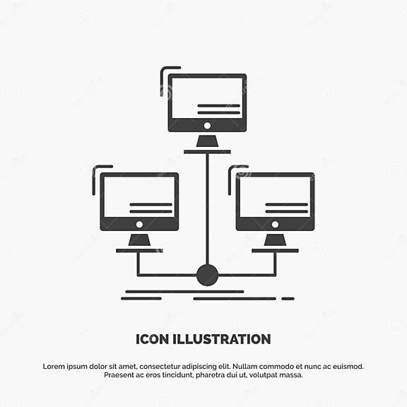 Database, Distributed, Connection, Network, Computer Icon. Glyph Vector Gray Symbol for UI and ...