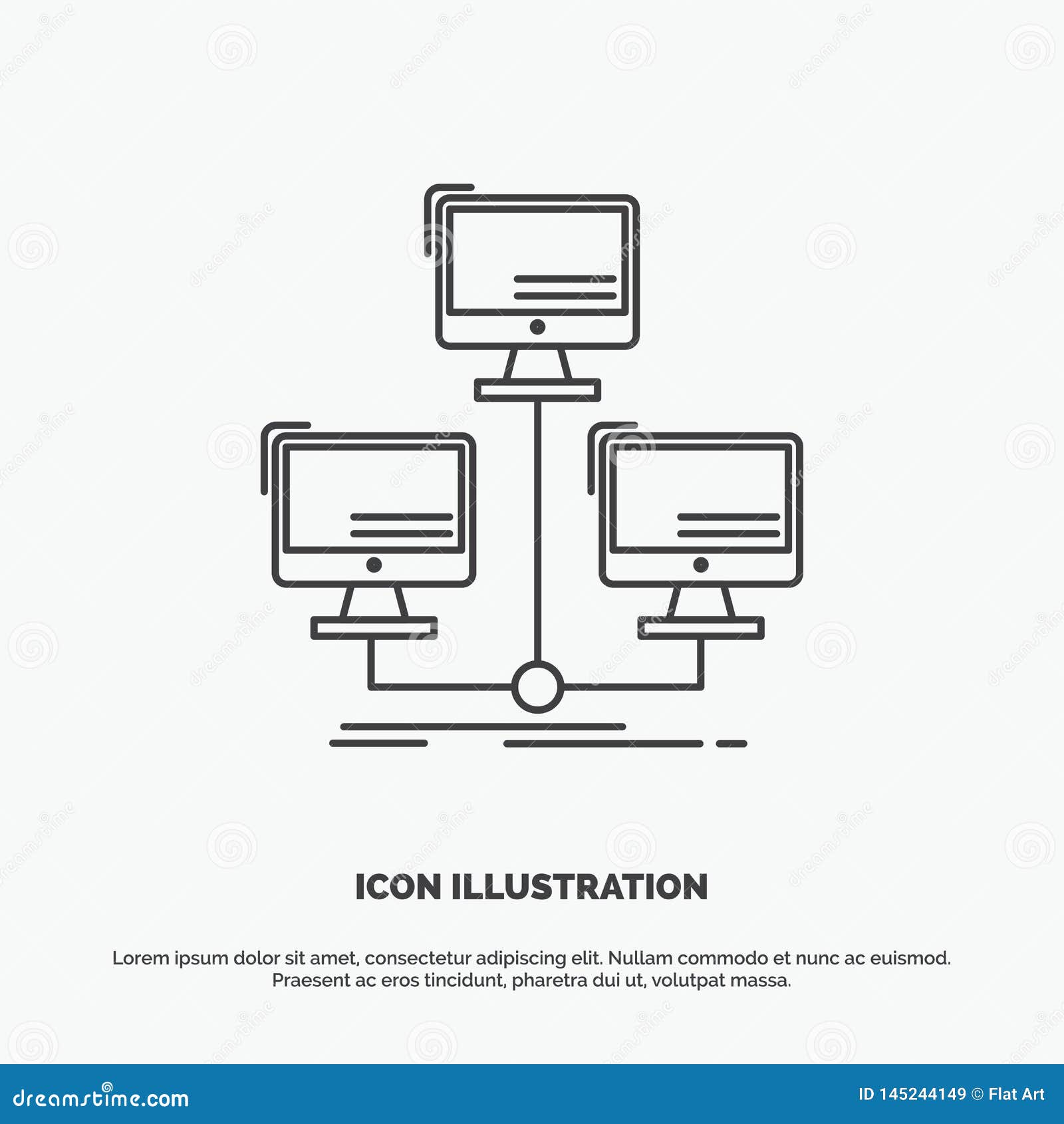 Database Distributed Connection Network Computer Icon Line Vector