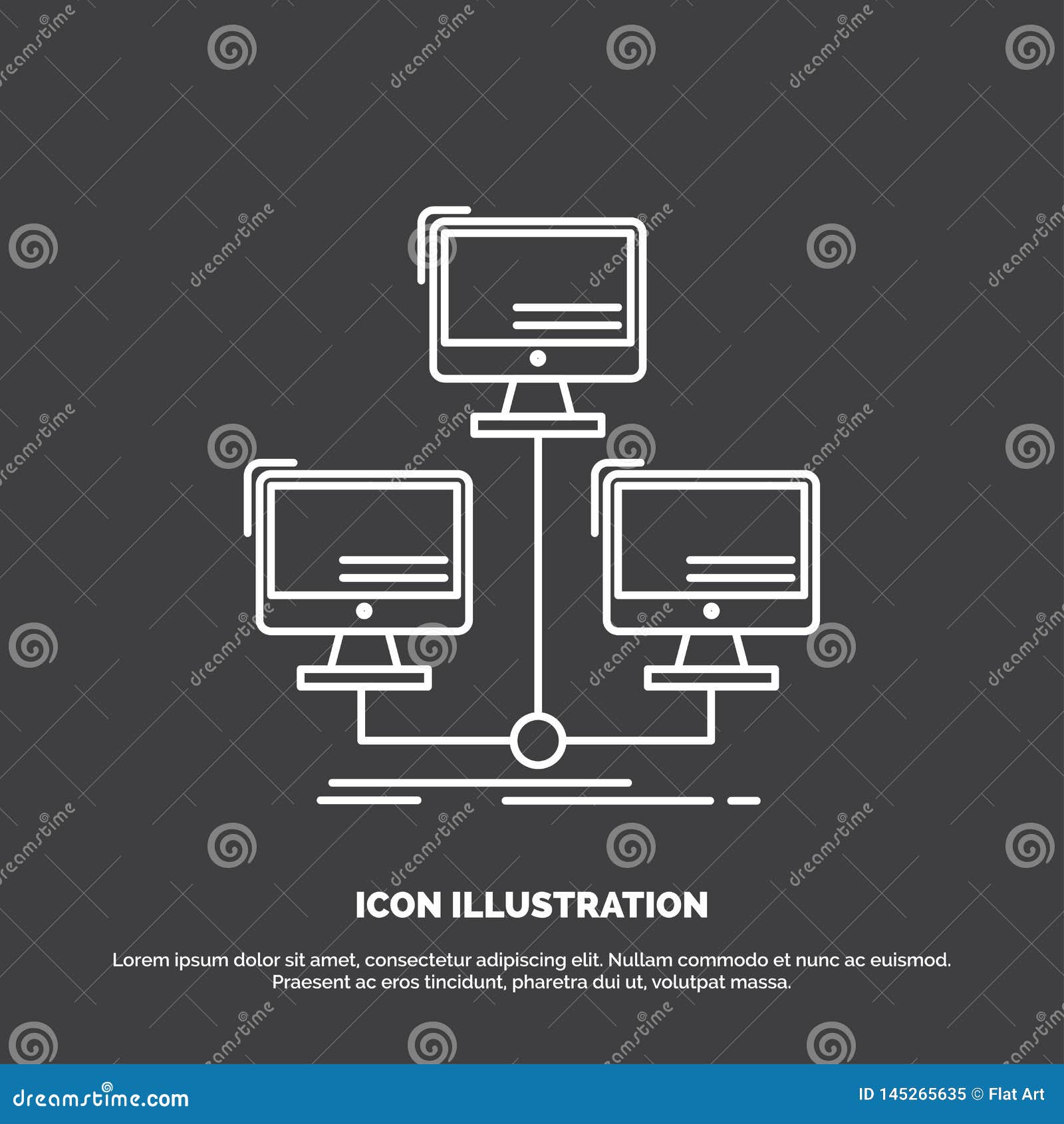 Database Distributed Connection Network Computer Icon Line Vector