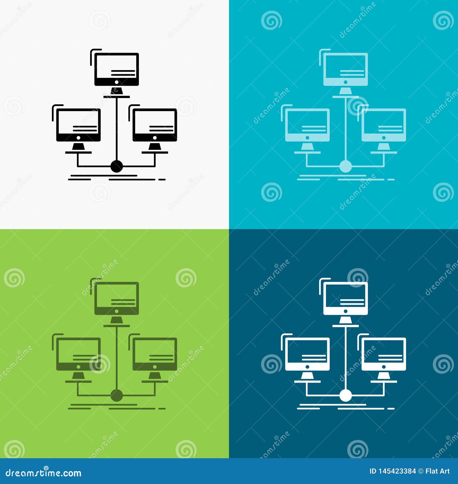 Database Distributed Connection Network Computer Icon Over Various