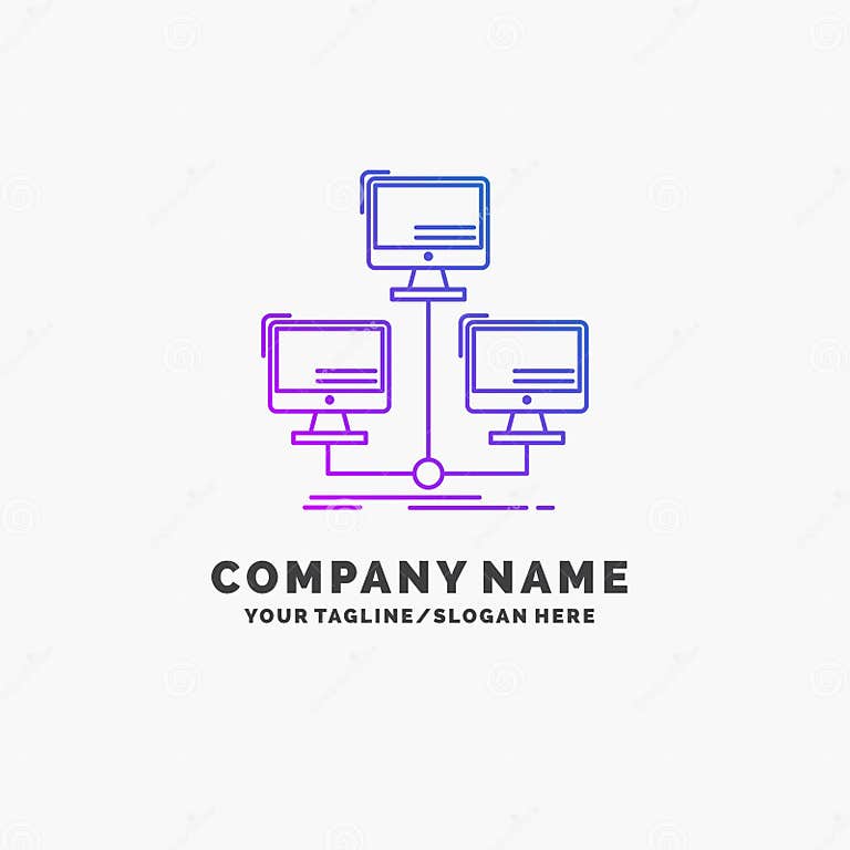 Database, Distributed, Connection, Network, Computer Purple Business Logo Template. Place for ...