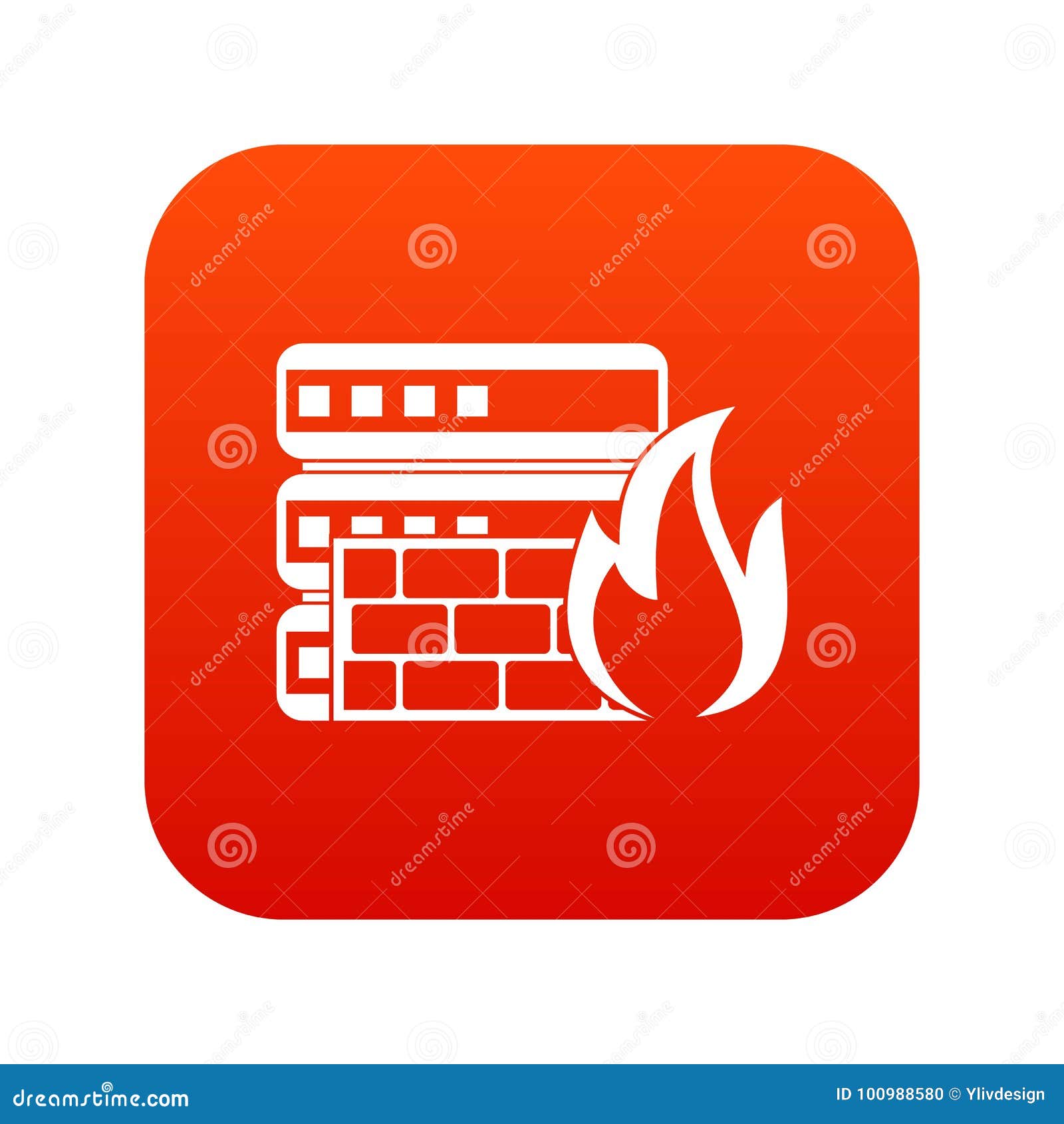 Database and Firewall Icon Digital Red Stock Vector - Illustration of ...