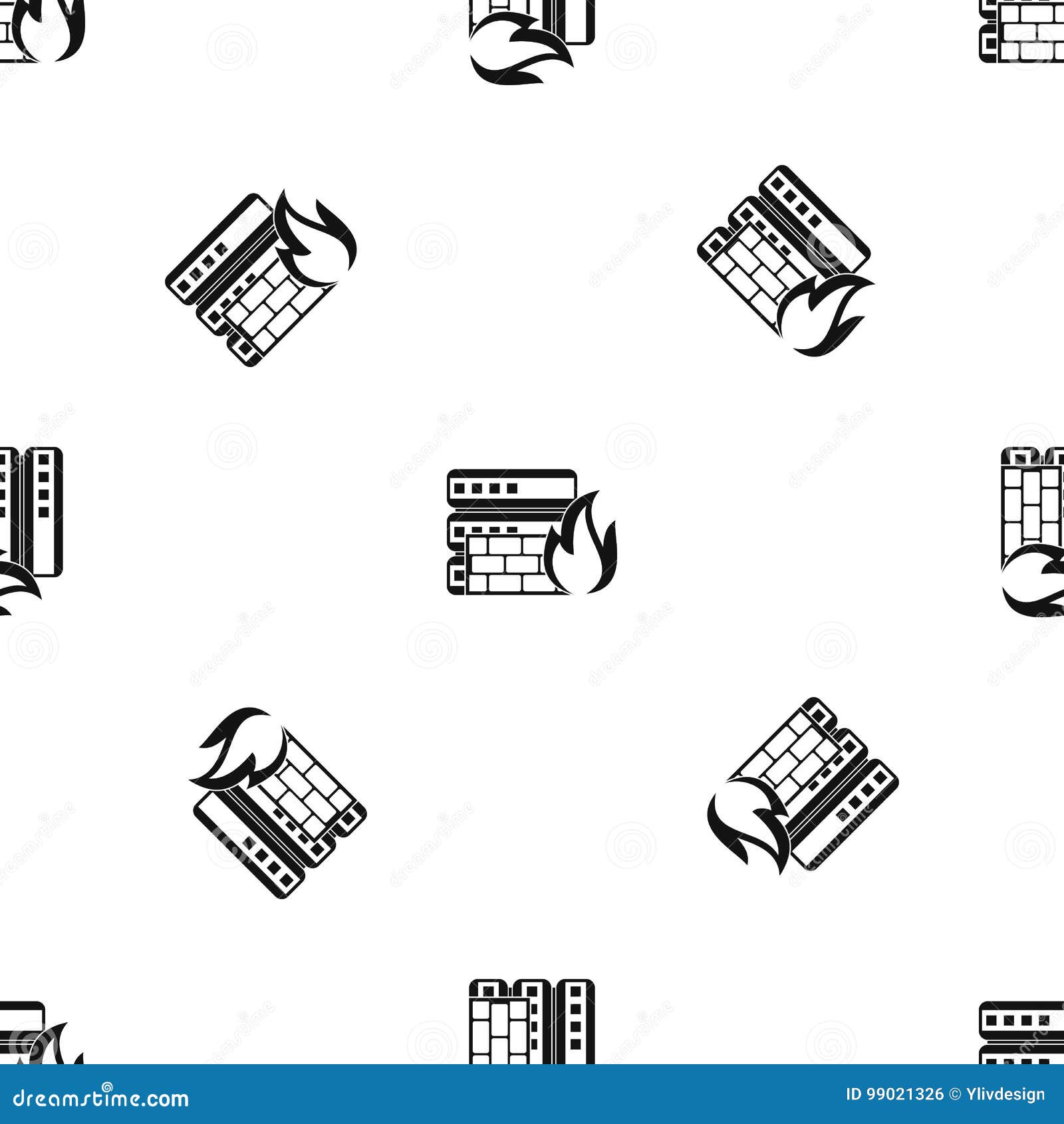 Database and Firewall Pattern Seamless Black Stock Vector ...