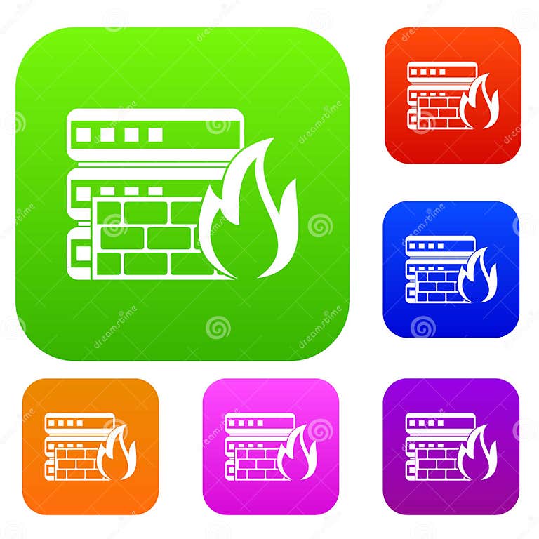Database and Firewall Set Collection Stock Vector - Illustration of ...