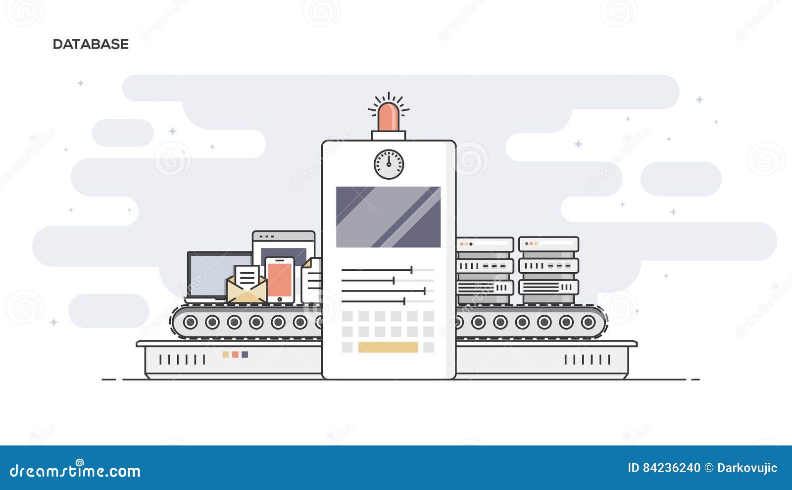 Database Flat Line Designed Banner Stock Vector - Illustration of ...