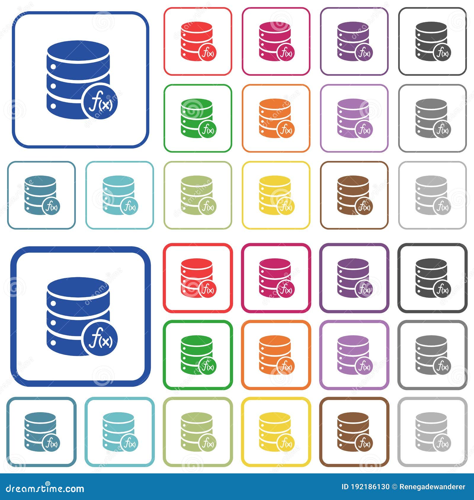 Database Functions Outlined Flat Color Icons Stock Vector ...