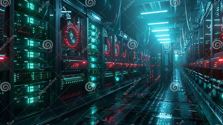 Database Futuristic Server. Mining Crypto Currency Farm Technology ...
