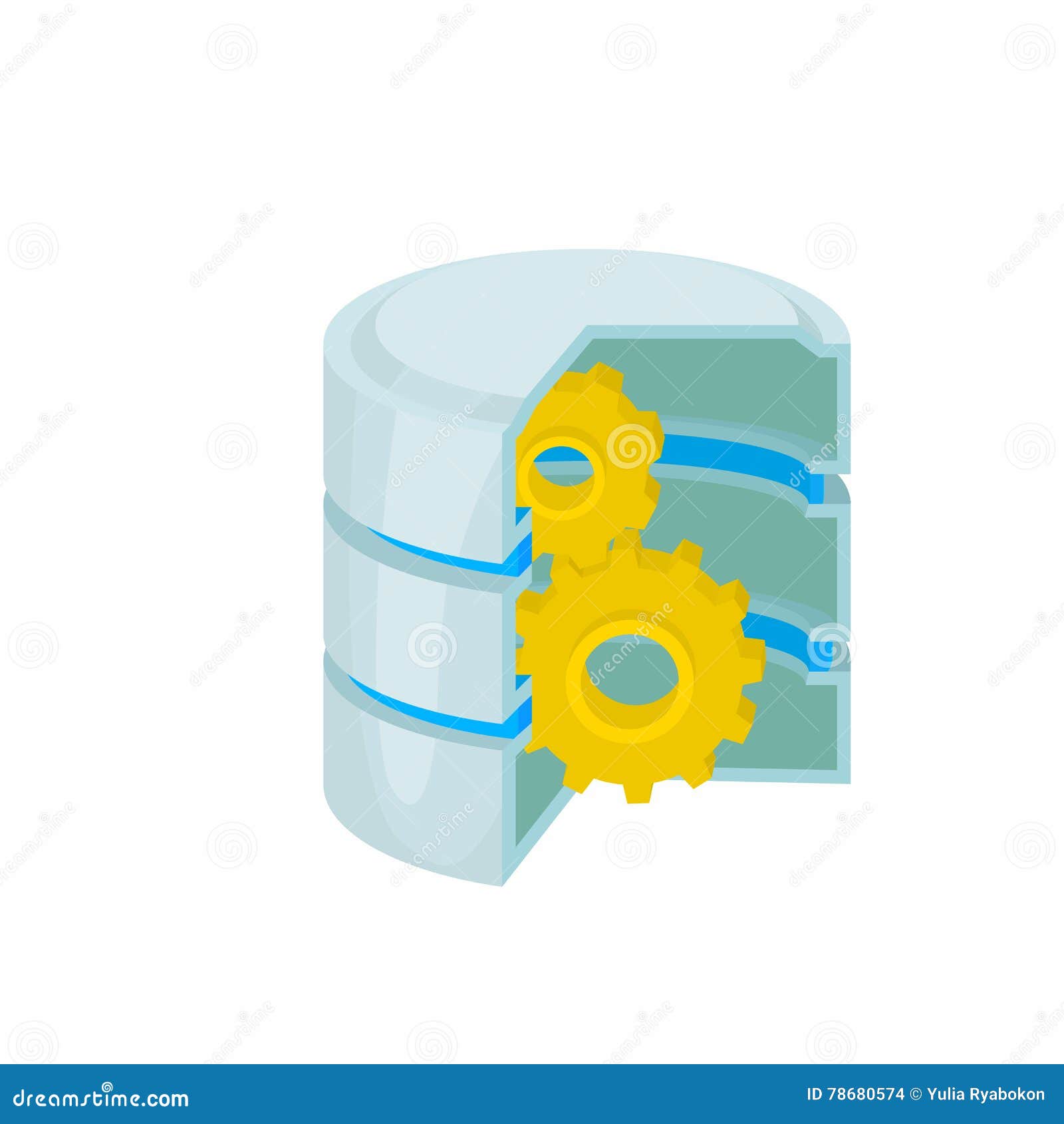 Database with Gears Icon, Cartoon Style Stock Vector - Illustration of ...