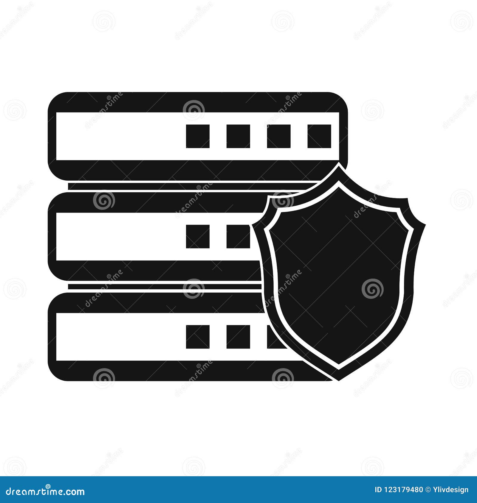 Database with Gray Shield Icon, Simple Style Stock Illustration ...