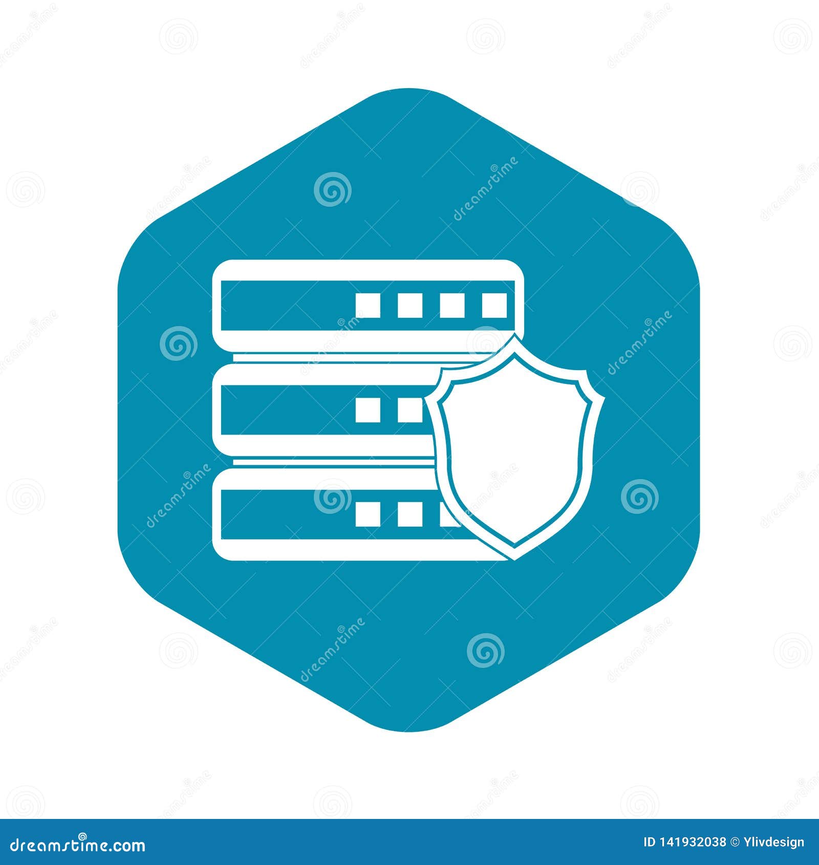 Database with Gray Shield Icon, Simple Style Stock Vector ...