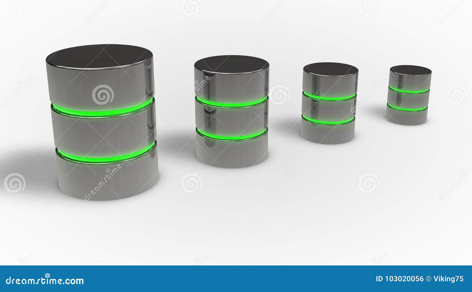 Database Growth Concept. Four Metal Icon with Green Glow. Stock ...