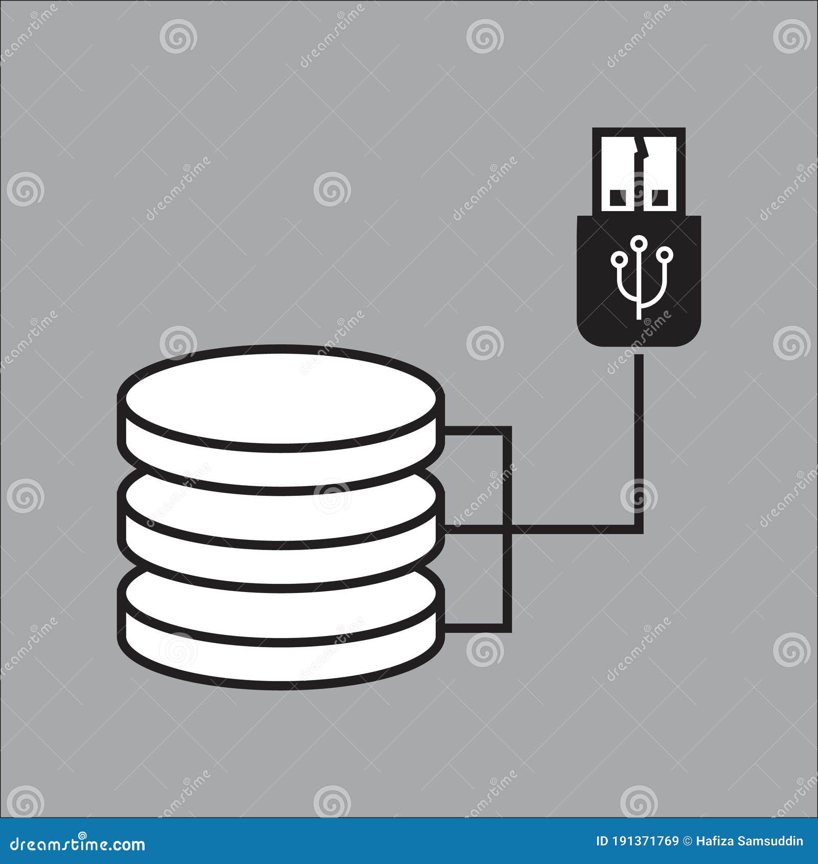 Database Hard Disk and Cable. Vector Illustration Decorative Design ...
