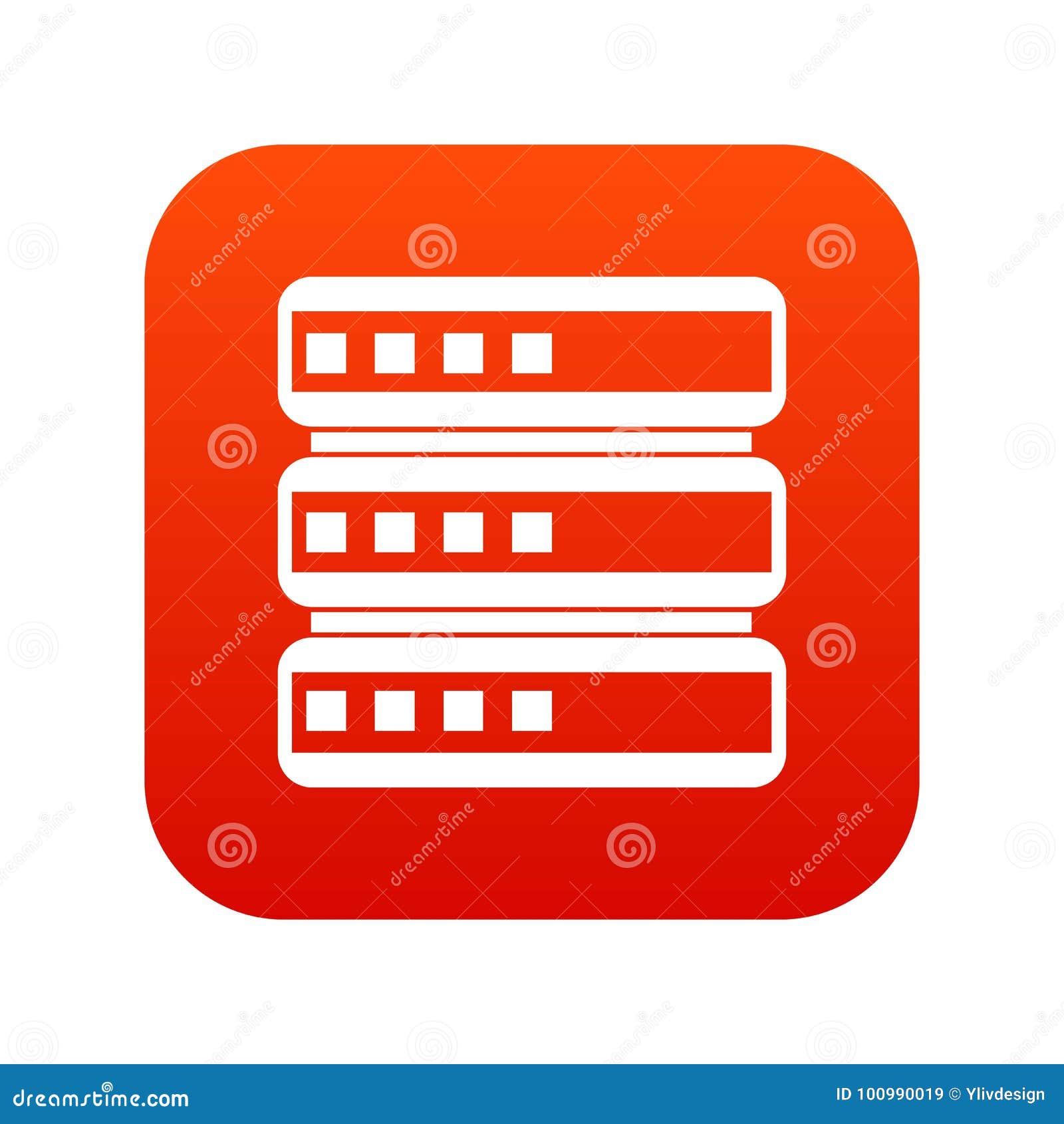 Database icon digital red stock vector. Illustration of drive - 100990019