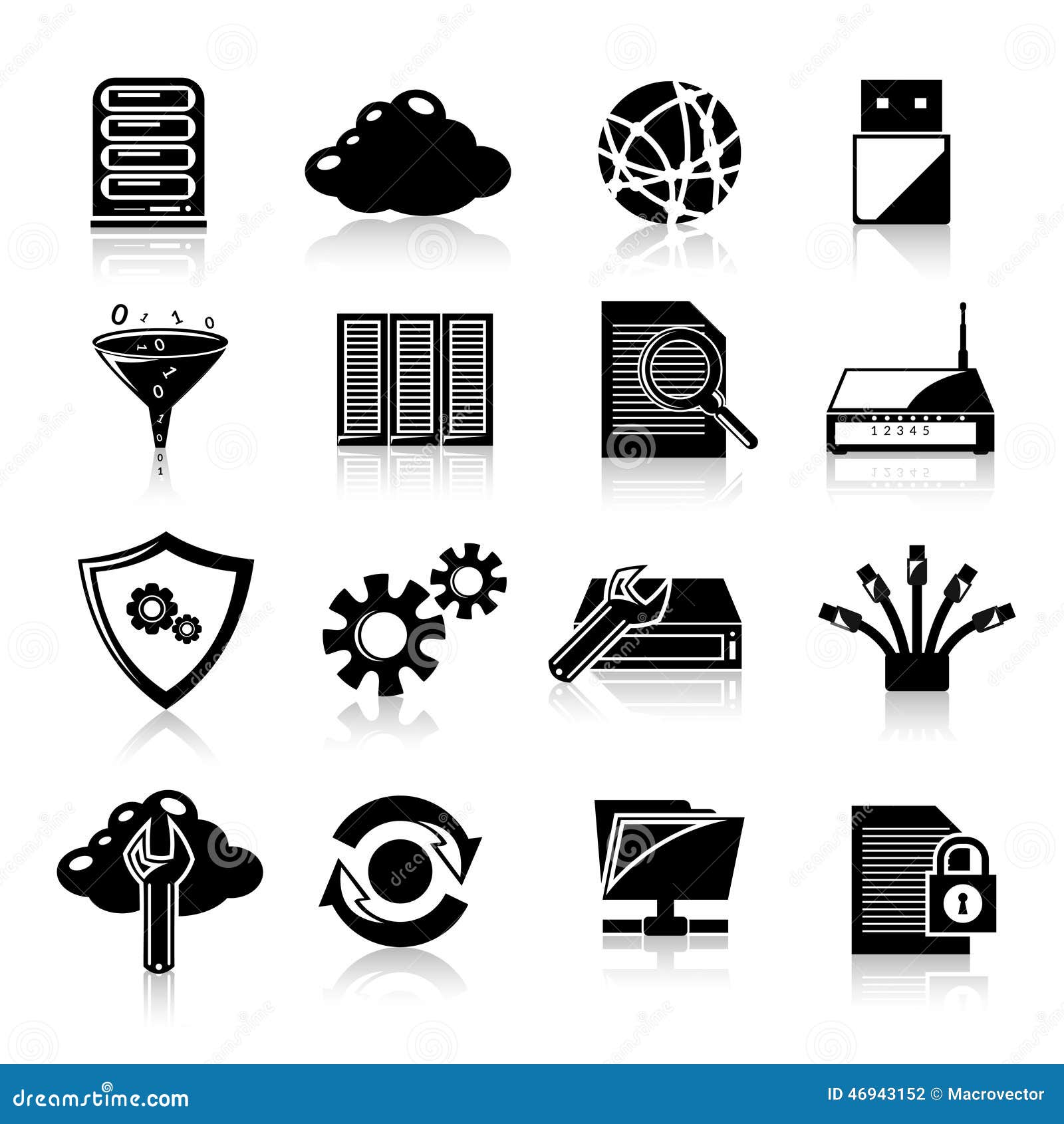Database icons black stock vector. Illustration of link - 46943152