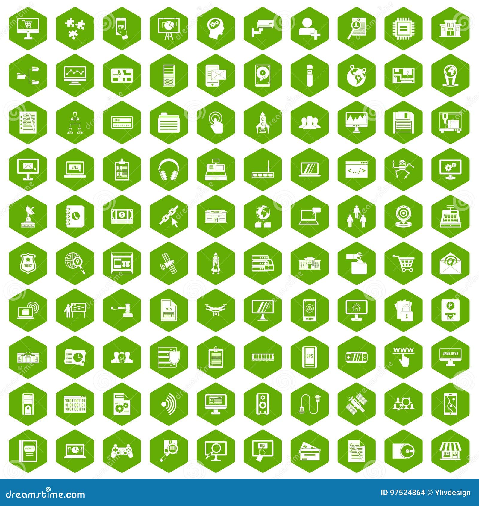 100 Database Icons Hexagon Green Stock Vector - Illustration of icons ...