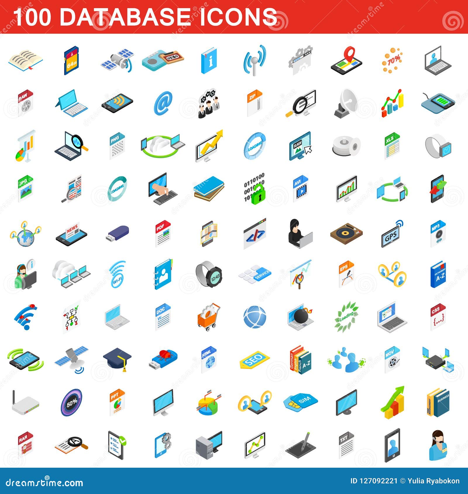 100 Database Icons Set, Isometric 3d Style Stock Illustration ... 100 Database Icons Set, Isometric 3d Style Stock Illustration ...