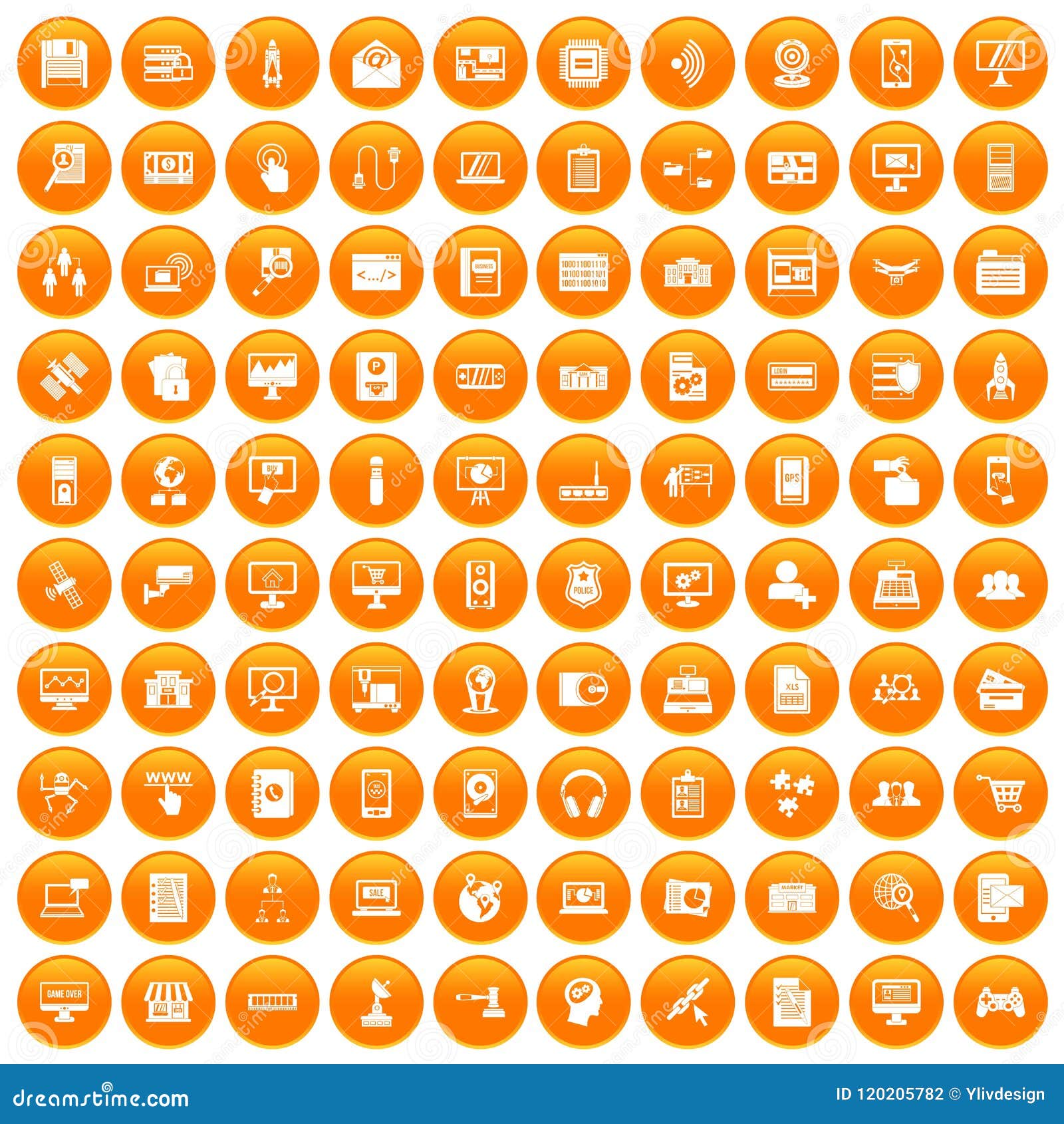 100 Database Icons Set Orange Stock Vector - Illustration of ...