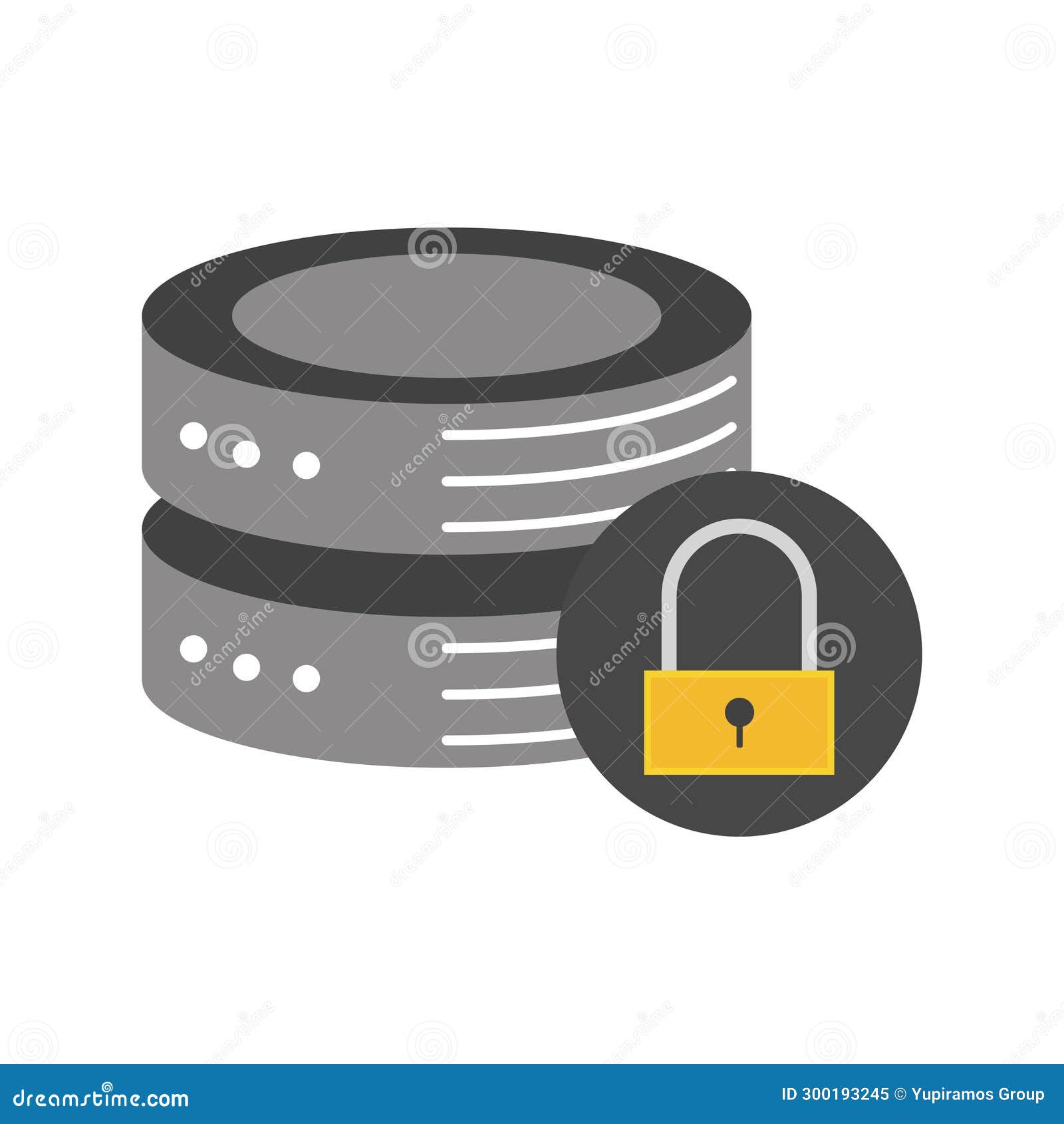 Database Illustration of Server and Padlock Stock Illustration ...